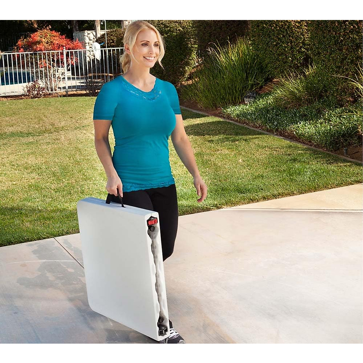 Lifetime Height Adjustable Craft Camping and Utility Folding Table, 4 Foot, 4'/48 x 24, White Granite