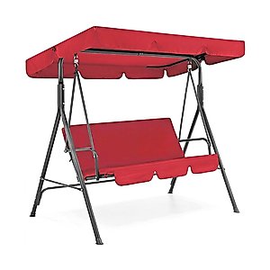 210D Patio Swing Canopy Replacement Top Cover Outdoor Swing Chair Cover Bench Waterproof Rocking Replacement Cover 59x59x4 Inches (Square Red)