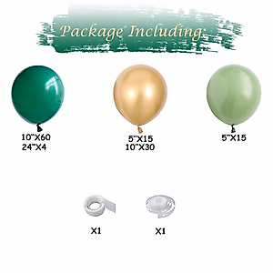 Green and Gold Balloons Arch Garland Kit 129pcs Dark Emerald Green Sage Green Metallic Gold Balloon for Birthday Wedding Christmas New Year Eve Party Decorations