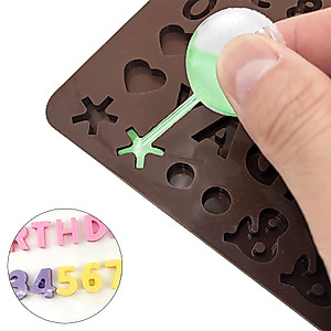 150PCS 4ml Squeeze Transfer Cupcakes Pipettes, SourceTon Silicone Letter Mold and Number Chocolate Molds with Plastic Squeeze Dropper (Rectangular,Heart,Round Shape)