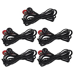 Electrode Wire, 5pcs Black Electrode Wire 2.35mm Plug Electrode Wire Replacement Wires for Digital Machine 4.9ft