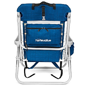 Homevative Folding Backpack Beach Chair with 5 Positions, Towel bar, Cooler Pouch, Storage Pouch, Cup Holder and Phone Holder