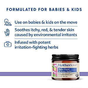 Motherlove Baby Body Care—Diaper Balm (2 oz) and Baby Hand & Knee Balm (1 oz)—Herbal Remedies for your Baby—USDA Organic & Cruelty Free
