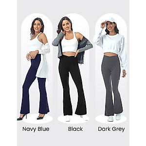 ZOOSIXX Black Flare Yoga Pants for Women, Crossover Soft Bootcut Leggings