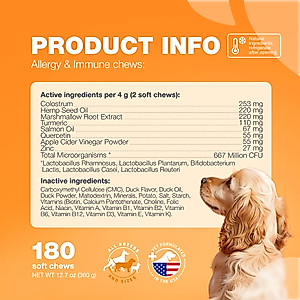 CHEWIA Dog Allergy Relief Chews - 180 Dog Allergy Chews - Immune Health, Seasonal Allergies & Hot Spots Support Treats