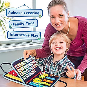 HONGDDY Busy Board, 20 in 1 Montessori Toys for Toddler, Sensory Board with Extra DIY Page for Learning Fine Motor Skills and Travel, Preschool Educational Learning Toys Gift for Boys Girls