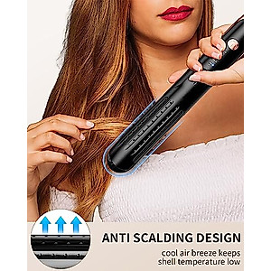 SAVSOW Curling Iron Airflow Styler, Hair Straightener and Curler 2 in 1, Ceramic Flat Iron Curling Iron with 360° Cooling Air Vents Dual Voltage