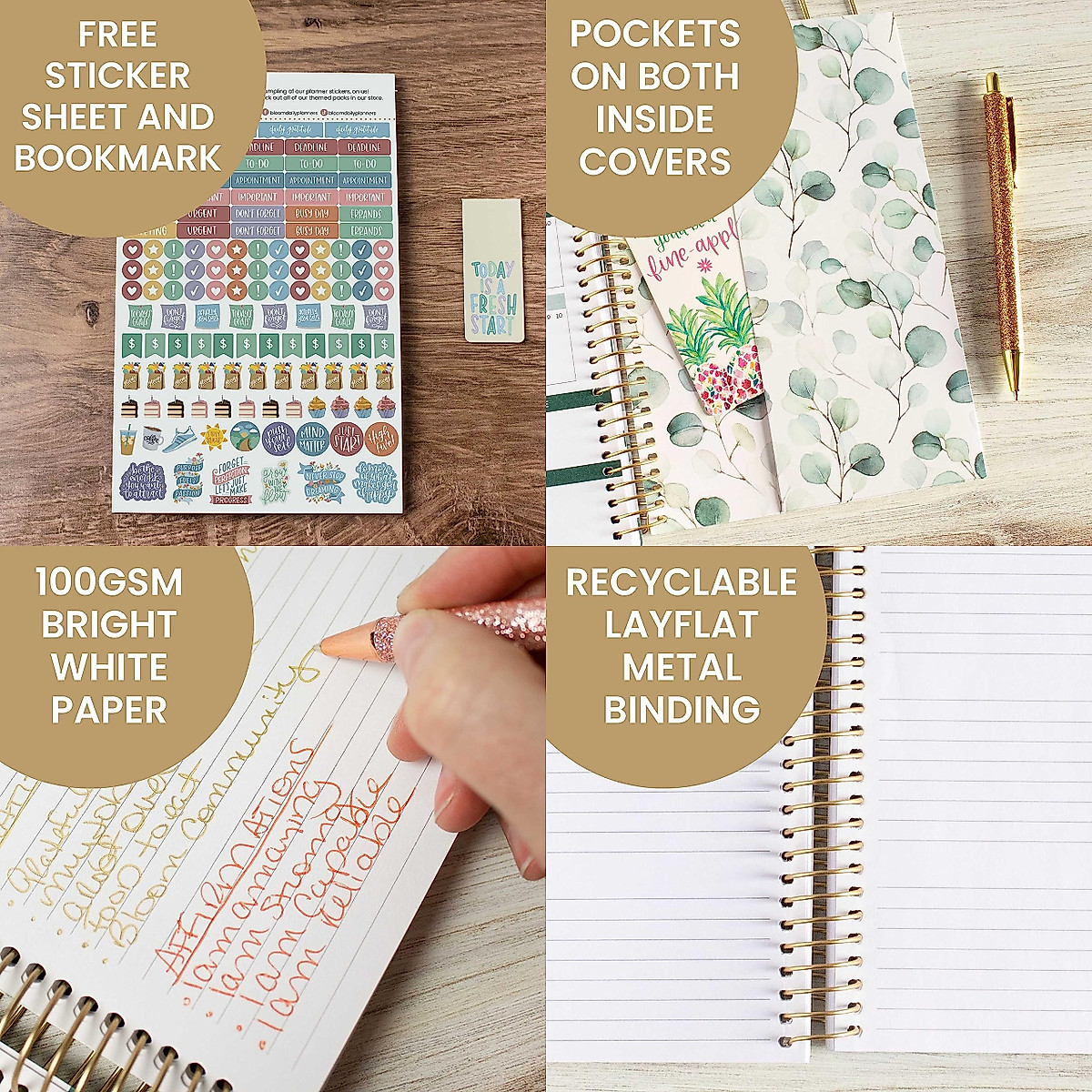 bloom daily planners 2024 Calendar Year Day Planner (January 2024 - December 2024) - 5.5” x 8.25” - Weekly/Monthly Agenda Organizer Book with Stickers & Bookmark - Boho Greenery