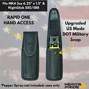 Hero's Pride Ballistic OC Pepper Spray Holder, Nylon EDC Holster for Duty Belt, Mace Holder Fits MK4, Molded Construction Duty Gear, Lightweight & Durable Design, Quick Access, Hidden Snap, Case Only