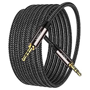 VIOY Aux Cable (15ft), [Copper Shell, Hi-Fi Sound] 3.5mm Male to Male Braided Auxiliary Cord Compatible with Headphone, Smartphone, Home/Car Stereo, Speaker, Echo & More……