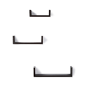 Sagler Floating Shelves Set of 3 Wall Shelves - Espresso Finish Wooden Shelves