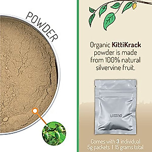 TWINCRITTERS KittiKrack Organic Silvervine Catnip Powder Substitute for Cats & Kittens | All-Natural Wild Harvested Silvervine Powder | 3 Individual 5-Gram KittiKrack Powder Packs | 15g