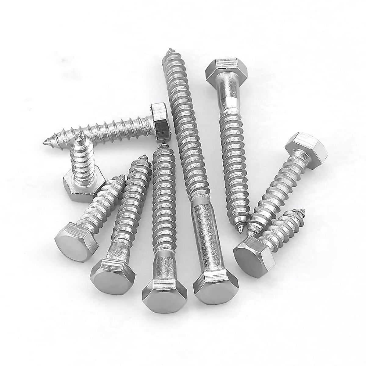 Glvaner (15 pcs) 5/16" x 1-1/2" Stainless Steel Hex Head Lag Bolts, Hexagonal Head Lag Screws, 304 Stainless Steel 18-8, Secure Hold for Wood