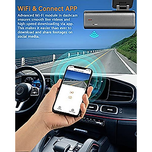 Dash Cam 2K WiFi 1440P Car Camera, Dash Camera for Cars, Front Dashcam for Cars with Super Night Vision, WDR, Loop Recording, G-Sensor, 24 Hours Parking Monitor, APP, Support 128GB Max