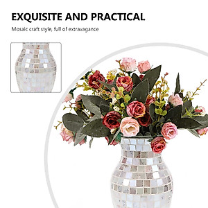 BESPORTBLE Mosaic Flower Vase Glass Piece Vases Plant Pots Decorative Floral Vase Dried Flowers Container Table Centerpieces for Home Office Decor