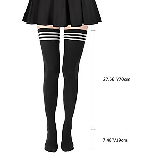 DRESHOW 2 Pairs Extra Long High Thigh Socks Striped Over Knee Thin Tights Long Stocking Knee High Leg Warmer