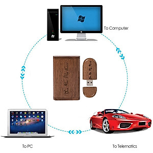 ZLP Customized Gift Wooden 64GB USB 2.0 Flash Drive Memroy Stick Disk Super Speed Thumb Drive Jump Drive and Box Logo Gift Commemorative Custom for Birthday Wedding 64G Walnut