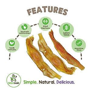 Nature Gnaws Beef Tendons for Dogs 4-5" (5 Count) - Mixed Thickness - Long Lasting for Small and Medium Dogs - Natural Beef Jerky Dog Chew Bones - Rawhide Free