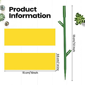 150 Pack Sticky Houseplant Traps Stakes Yellow Insect Trap Fungus Gnat Sticky Trap for Indoor Outdoor Garden Houseplant Fungus Gnat Fruit Flies Mosquito