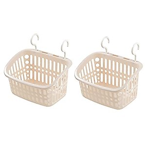 Zerodeko 2Pcs Bathroom Organizing Basket Plastic Hanging Shower Caddy with Hook Shampoo Conditioner Storage Basket for Home Kitchen Bathroom