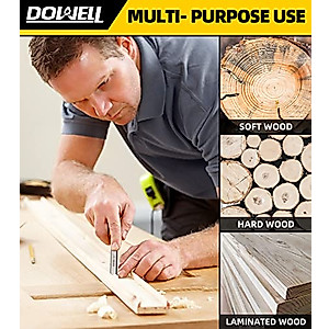 DOWELL Wood Chisel Tool Set 4pc Sturdy Chisel, 1/4 inch,1/2 inch,3/4 inch,1 inch with Carpenter Pencils HY080103