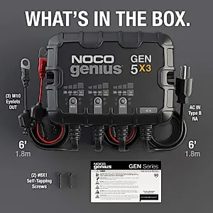 NOCO Genius GEN5X3, 3-Bank, 15A (5A/Bank) Smart Marine Battery Charger, 12V Waterproof Onboard Boat Charger, Battery Maintainer and Desulfator for AGM, Lithium (LiFePO4) and Deep-Cycle Batteries