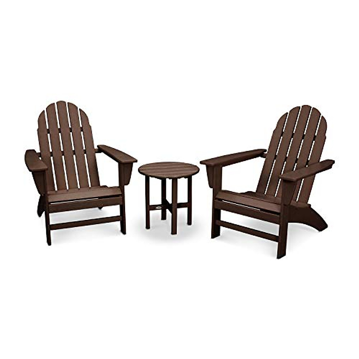 POLYWOOD Vineyard 3-Piece Adirondack Chair Set with Side Table, Mahogany