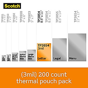 Scotch Thermal Laminating Pouches, 200- Count-Pack of 1, 8.9 x 11.4 Inches, Letter Size Sheets, Clear, 3-Mil (TP3854-200) & Scotch Thermal Laminating Pouches & Scotch Magic Tape, 6 Rolls