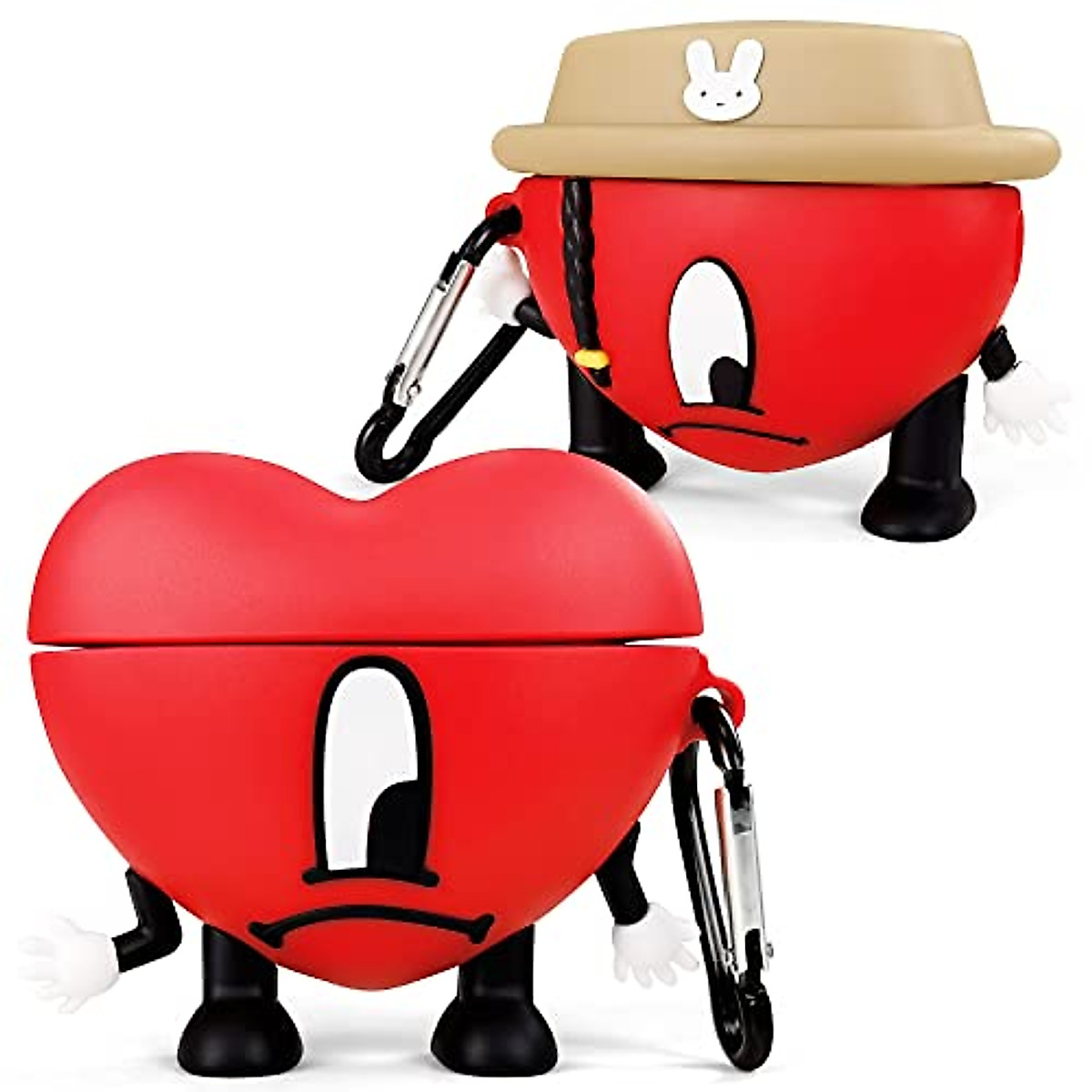 2Pack Cute Airpods Pro 2nd Generation Case Cover, Funny Kawaii Silicone Airpods Pro 2 Case Cute, 3D Bad Bunny Aesthetic Cool Case for AirPods Pro 2 with Keychain for Men Women