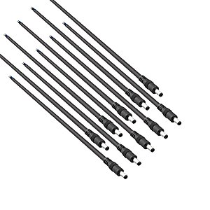 18 AWG DC Power Pigtail Cable, 2.1mm x 5.5mm Barrel Plug Wire Male Connectors for CCTV Security Camera and Led Lighting Power Adapter by SIM&NAT, Pack of 10