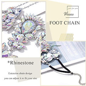 Woeoe Rhinestone Anklet Silver Crystal Barefoot Sandals Foot Chain Pearl Anklets Foot Chain Beach Foot Charm Jewelry for Women(silver)