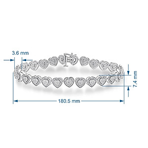 Jewelili Sterling Silver 1/4 Cttw Natural White Round Miracle Plated Diamond Link Bracelet, 7.5"