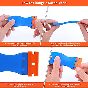 Razor Blade Scraper, 5 Pack Razor Scraper Tool with 20 Plastic and 20 Metal Razor Blades, Cleaning Scraper, for Removing Label, Registration Sticker, Tint, Grease from Windshield, Appliance, Glass