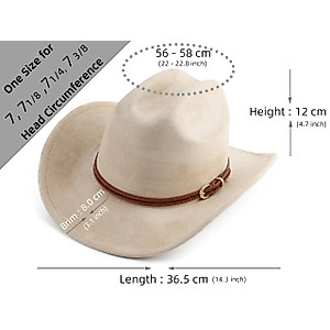 Pro Celia Cowboy Hat for Women and Men Wide Brim Western Cowgirl Hat (US, Alpha, One Size, Beige)