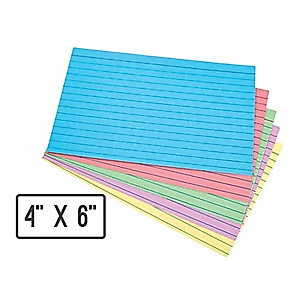 1InTheOffice Ruled 4" x 6" Index Cards, Assorted Pastel, 200/Pack