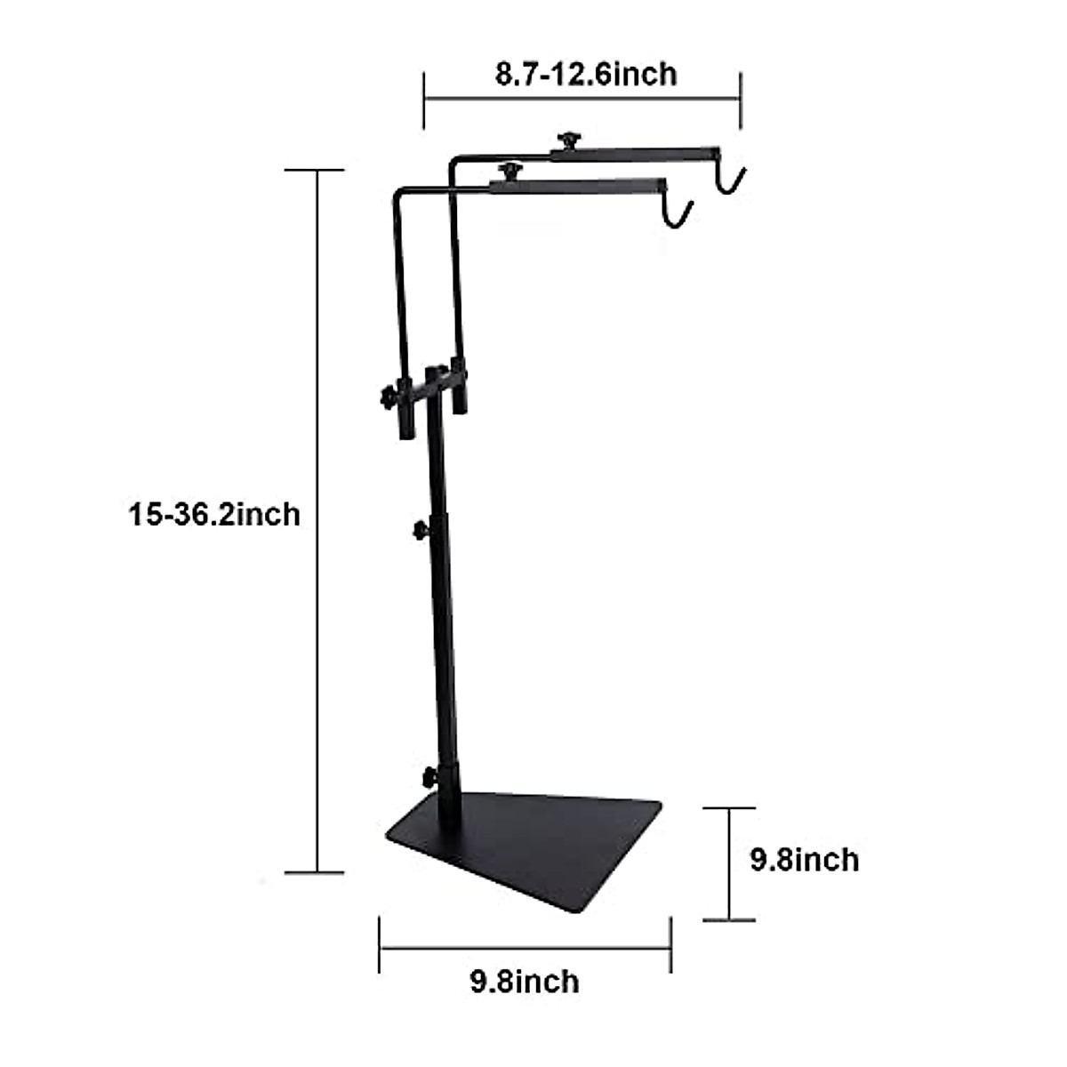 DGBAIZ Reptile Lamp Stand,Pet Lamp Land Bracket,2Hooks Adjustable Metal Floor Light Lamp Holder Lamp Support for Reptile or Succulent Plants Glass Terrarium Heating Light