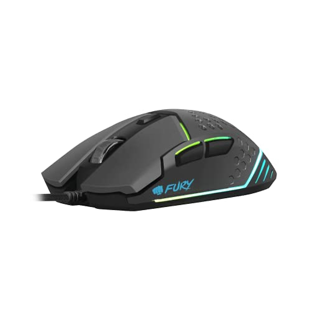 Fury Battler - USB Gaming Mouse, 6400 dpi, 6 Buttons, Optical, RGB Backlight, Lightweight, Black