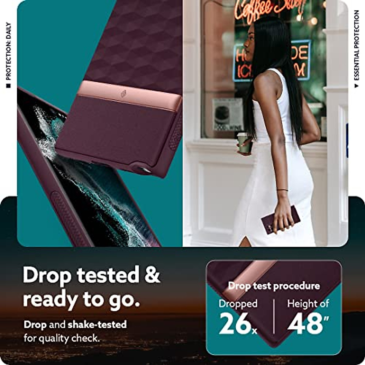 Caseology Parallax for Galaxy S22 Ultra Case Enhanced Ergonomic Design - Burgundy