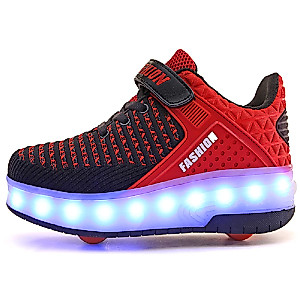 AIkuass Roller Shoes USB Rechargeable Wheely Shoe LED Light Up Skate Shoes Breathable Sport Sneakers for Boys Girls Christmas Thanksgiving Gifts