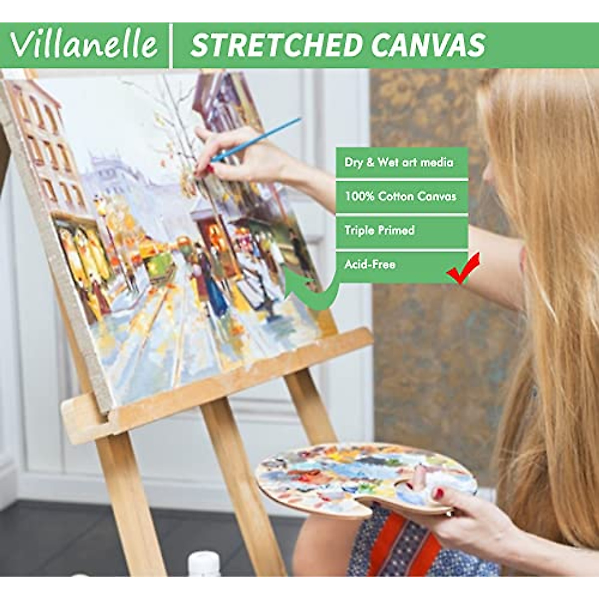 Stretched Canvas, 6x8", 8x10", 10x12", 12x16", 8 Set Artist Canvase Frame Board Panels, 100% Cotton Blank Canvase Oil Acrylic Watercolor Pouring Paint, Acid-Free for Kids & Artists