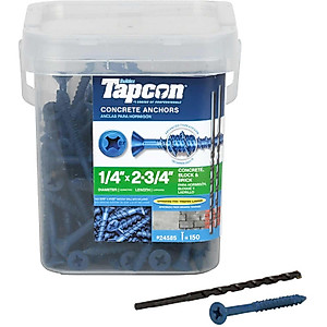 Tapcon 28585 1/4x2-3/4 Blue Star Drive Bugle Head Concrete Anchors 150/Box