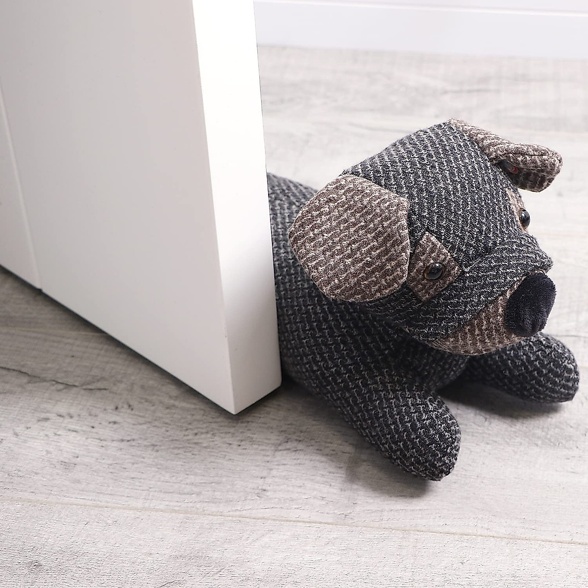 CERAYOU Dog Fabric Under Door Draft Stopper, 3LB Heavy Duty Decorative Soundproof Door Draft Blocker, 34 Inch Animal Energy Saving Draft Guard, Dark Grey