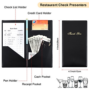 30PCS Restaurant Check Presenters Guest Check Card Holder Black with Gold Thank You Imprint Restaurant Bill Book Holder Customer Check Holder for Restaurants Cafe Bar Eatery 11 x 4.7 x 0.08 Inch (30)
