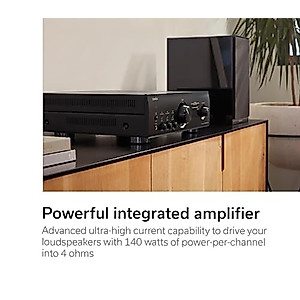 Denon PMA-1700NE Integrated Amplifier (140W x 2), Built-in USB-DAC & Phono Equalizer, Analog Mode, Ultra-High Current Power Circuit, Advanced AL32 Processing Plus, Hi-Res Audio, Black