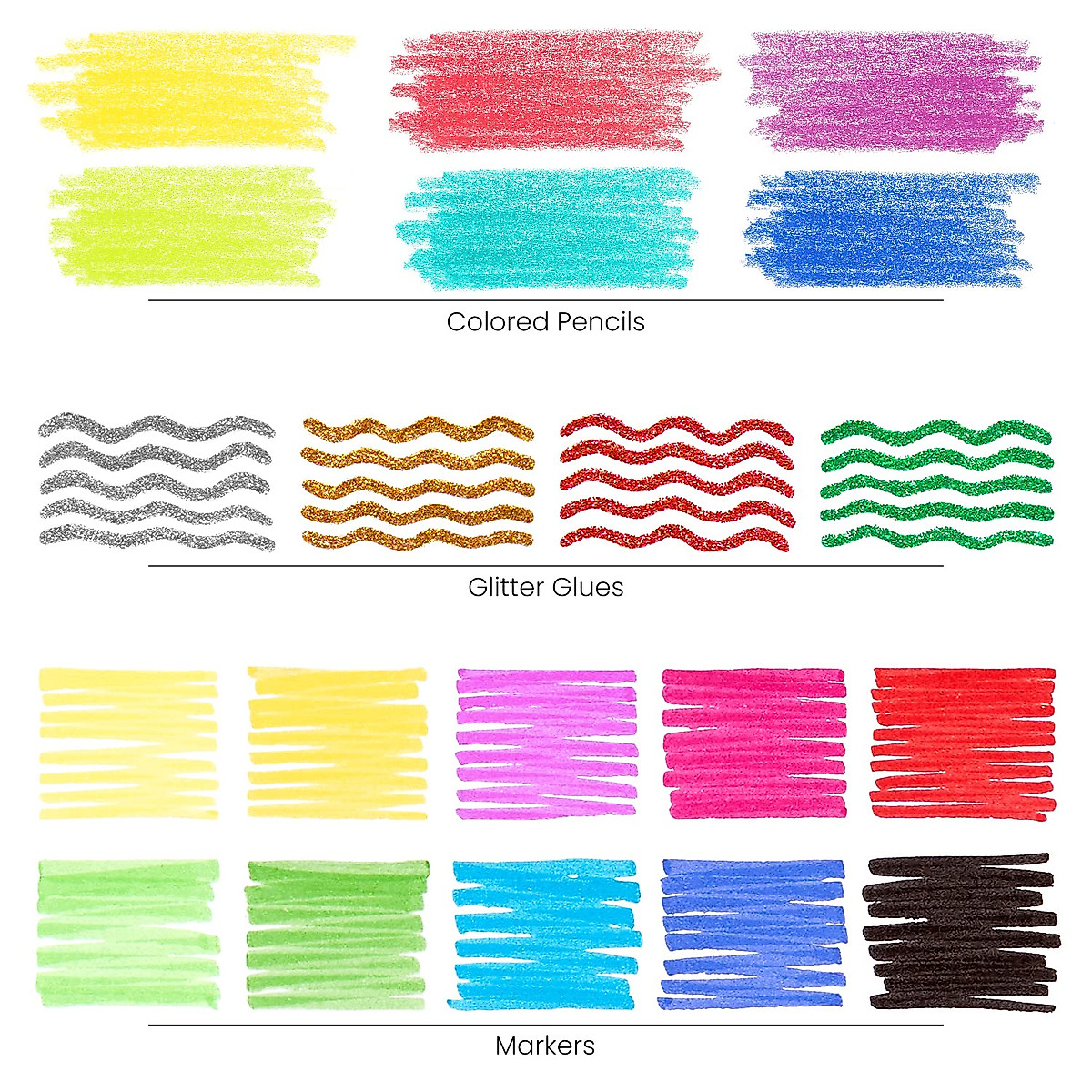 Arteza Kids Christmas Village Kit, 3D Holiday Kit Includes 20 Colorable Cut Out Cardboard Crafts, Glitter Glue, Pom Poms, Markers, Craft Supplies for Family Activities, Winter and Holiday Parties