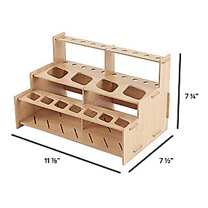 Mezzo Artist Paint and Brush Rack - Wood Grain Laminate Multi Layer Desk Stand Professional Storage Display Organizer for Paintbrushes and Paint Tubes - Mezzo Artist Paint and Brush Full Rack
