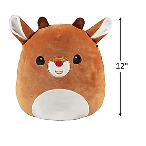 Squishmallows 12" Rudolph The Red Nosed Reindeer - Official Kellytoy Plush - Soft and Squishy Deer Stuffed Animal - Great Gift for Kids - Ages 2+