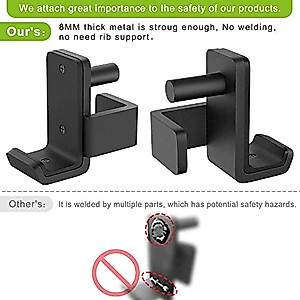 SELEWARE J Hooks for Power Rack, Heavy Duty Barbell J Cups for 2" x 2" Tube Squat Rack with 1" Hole, 1500lbs Capacity, Set of 2