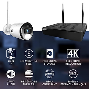 Night Owl Sp, Llc Night Owl 10 Channel Bluetooth Video Home Security Camera System with (4) Wi-Fi IP 4K HD Indoor/Outdoor Spotlight Cameras 2-Way Audio and 1TB Hard Drive, BTWN8-4L1