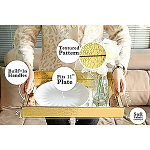 Vixdonos Decorative Mirror Tray Gold Serving Tray Bathrooom Vanity Tray for Makeup,Candle Holders,16.2'' X 12.2" X 2''